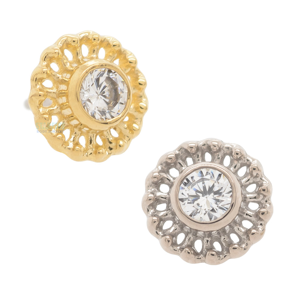 Anatometal threadless: "Virtue" End in Gold with 2mm Brilliant-Cut Gem ...