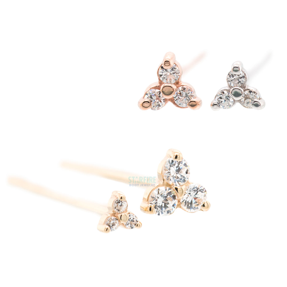 BVLA - Body Vision Tri Prong Cluster Nostril Screw in Gold with CZ's ...