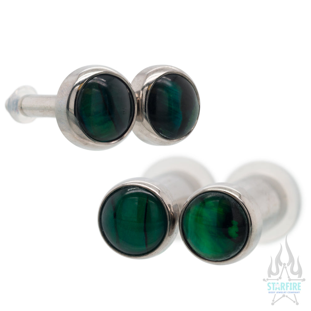 Industrial Strength Titanium Natural Stone Cabochon Gem Plugs - Green ...