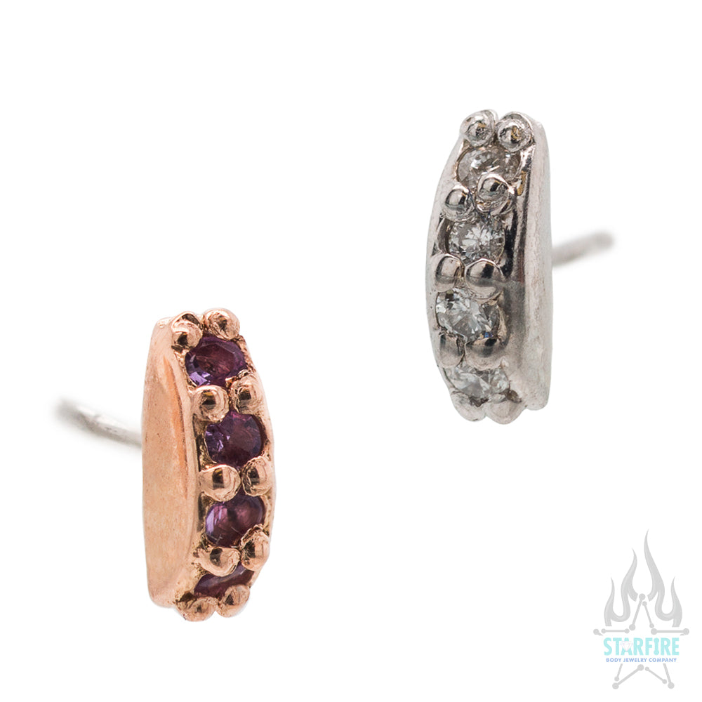 Tawapa threadless: Half Circle Pin in Gold with Gemstones – Starfire ...