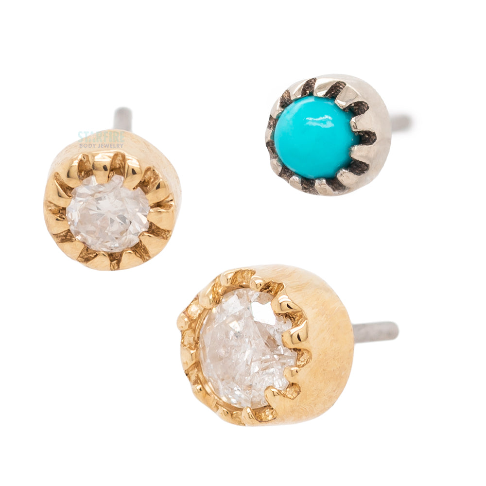 Tawapa threadless: Scalloped Pin in Gold with Gemstone – Starfire Body ...