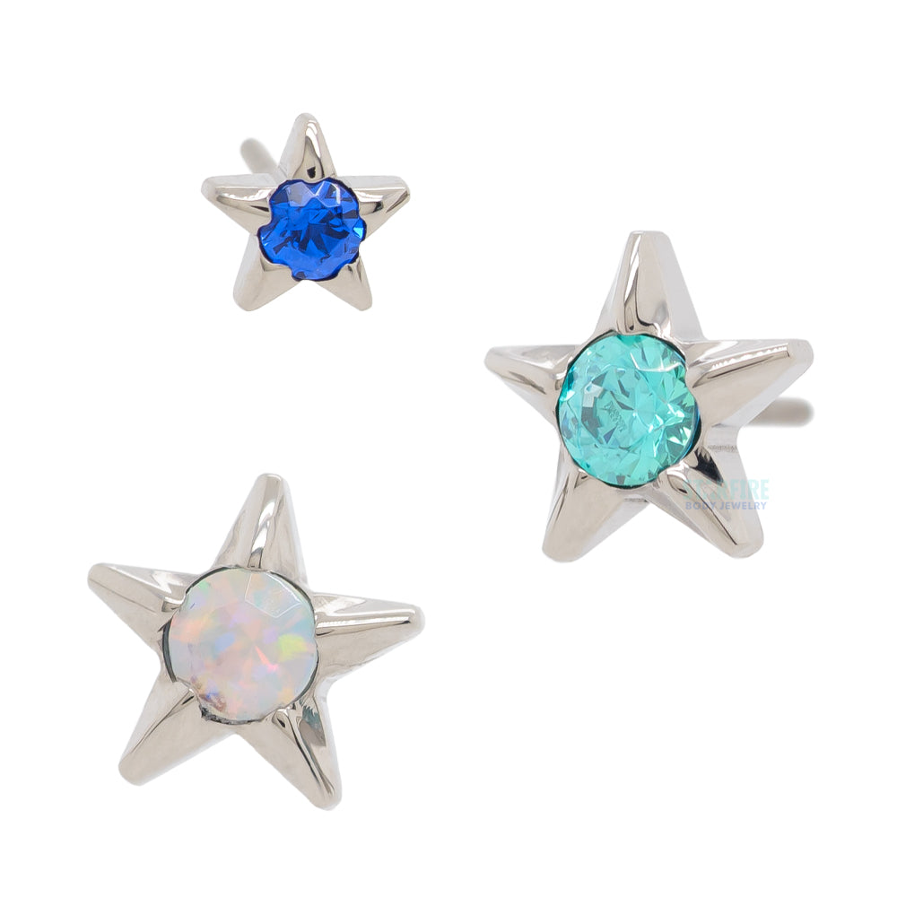 Anatometal threadless: Gem Star End with Brilliant-Cut Gem – Starfire ...